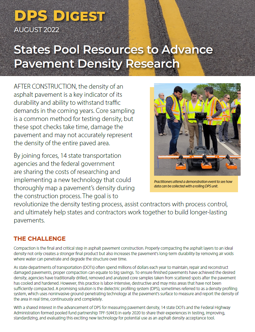 Continuous Asphalt Mixture Compaction Assessment Using Density Profiling System (DPS) Pooled ...